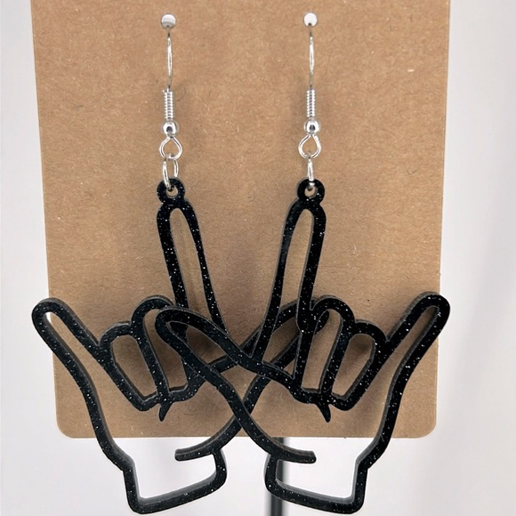 Jewelry | I Love You Sign Language Dangle Earrings Asl | Poshmark